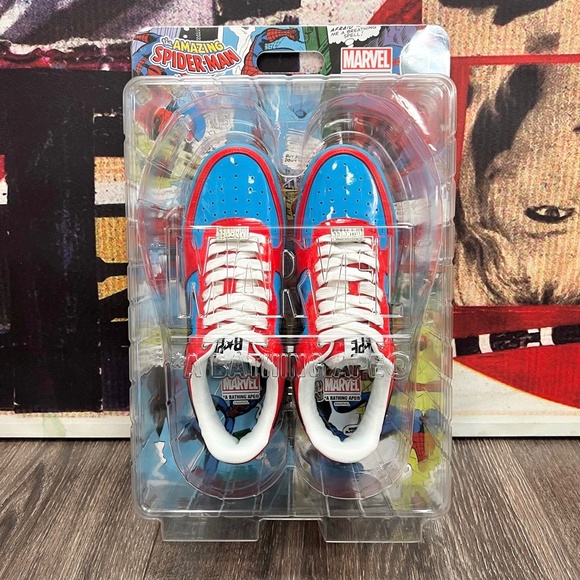 Bape | Shoes | 222 Bape Bapesta Low X Marvel Comics Spiderman Red Blue ...